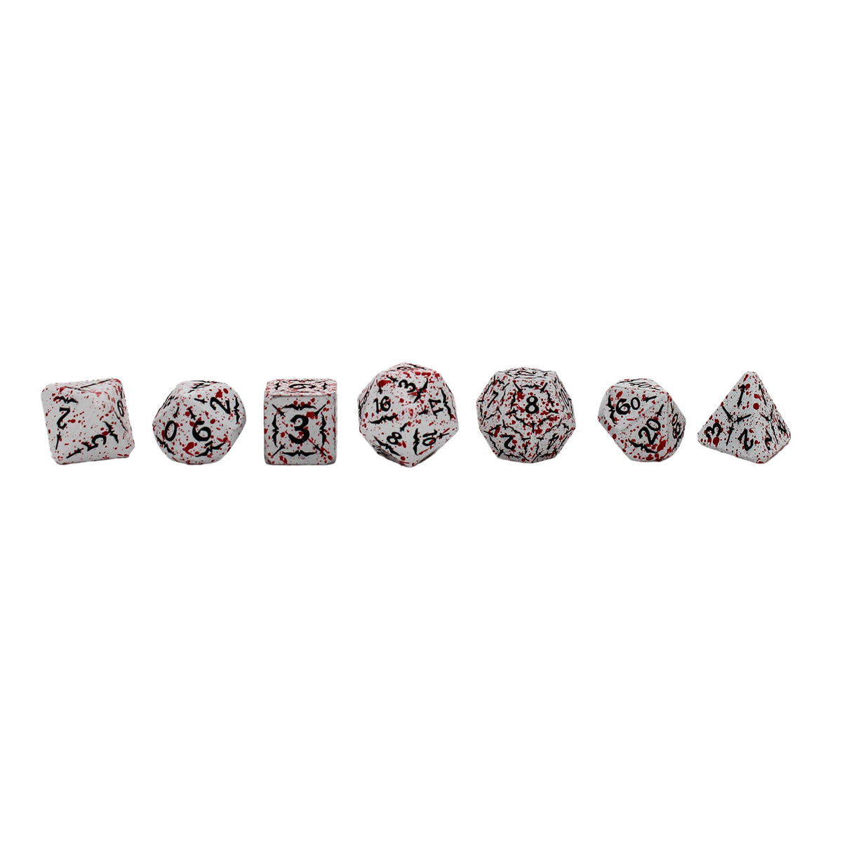 Seven Seas Metal White Blood Splattered Dice Set – Sevenseaspirates